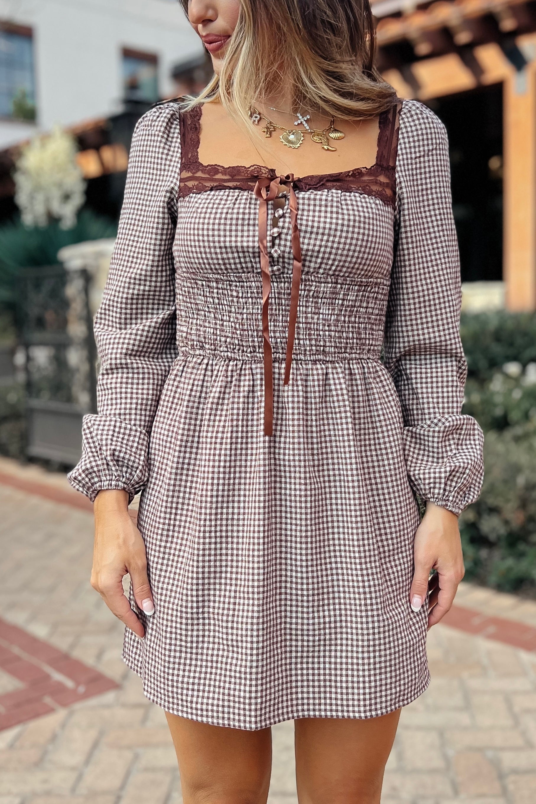 Jenna Brown Plaid Long Sleeve Mini Dress – Thomas and Rye